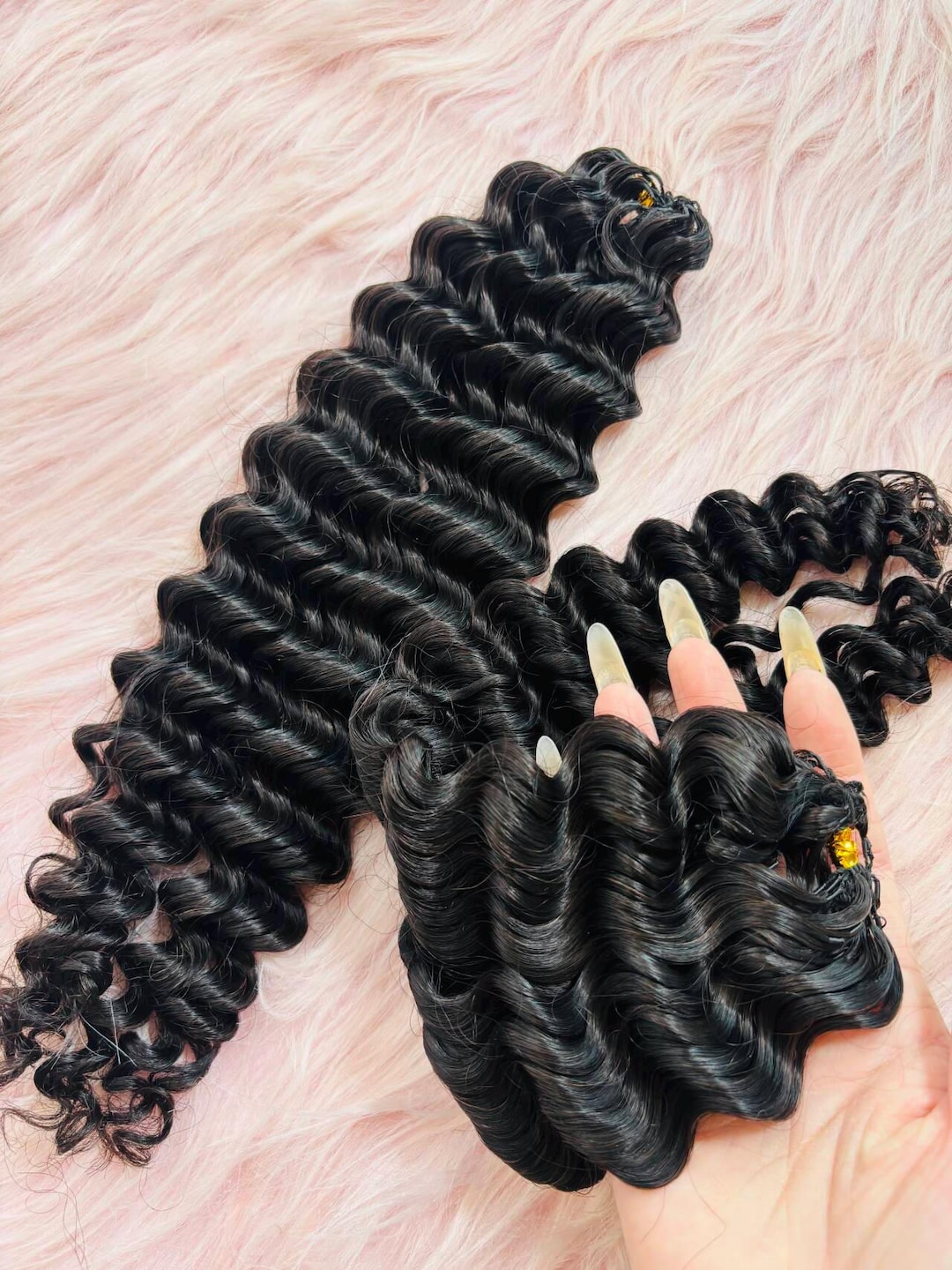 Double Drawn Feather Crochet Hair Extension Water Wave Human Hair - Etsy