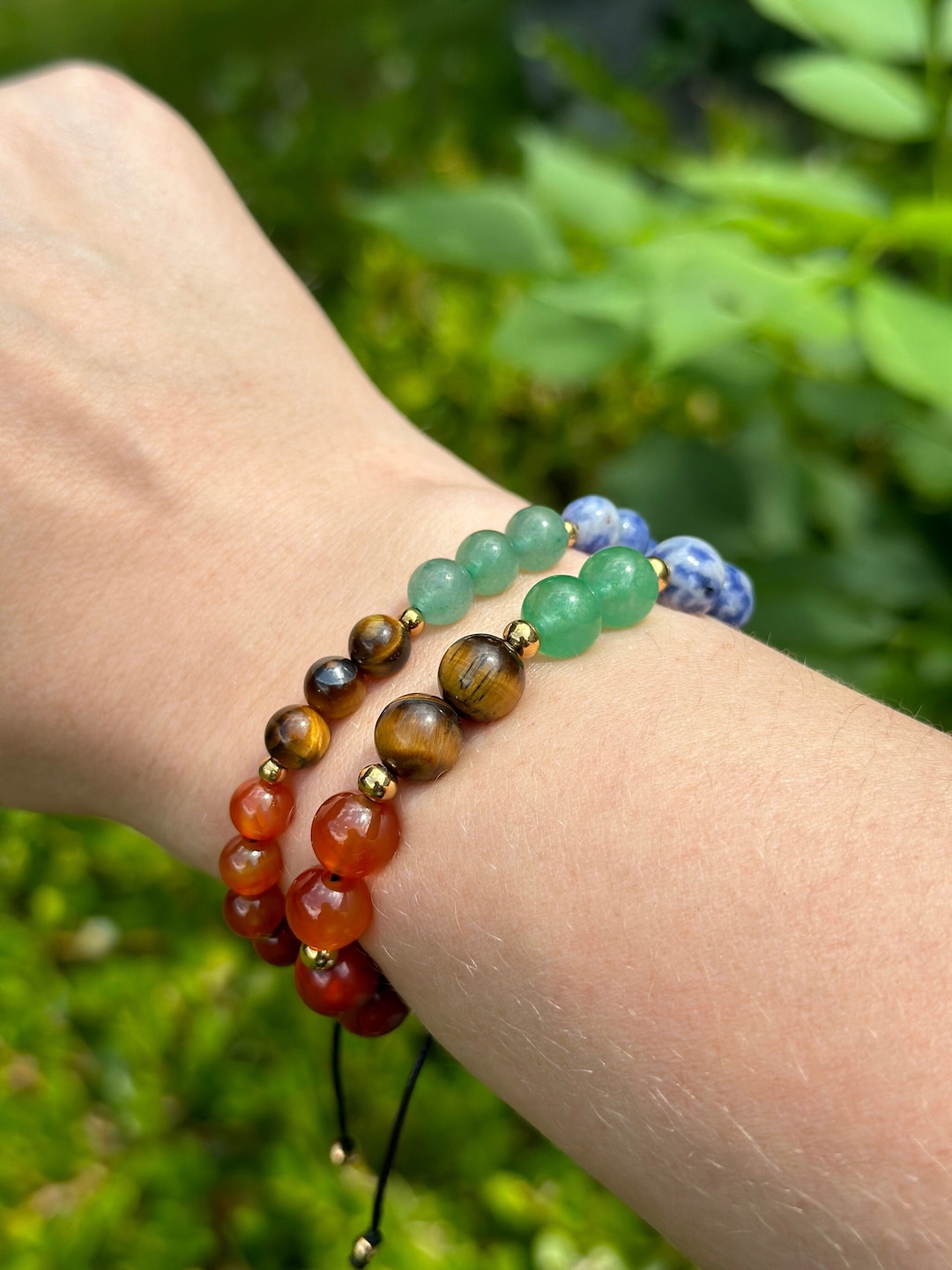 Natural Stone Adjustable Beaded Chakra Bracelet, 7 Chakras Healing ...