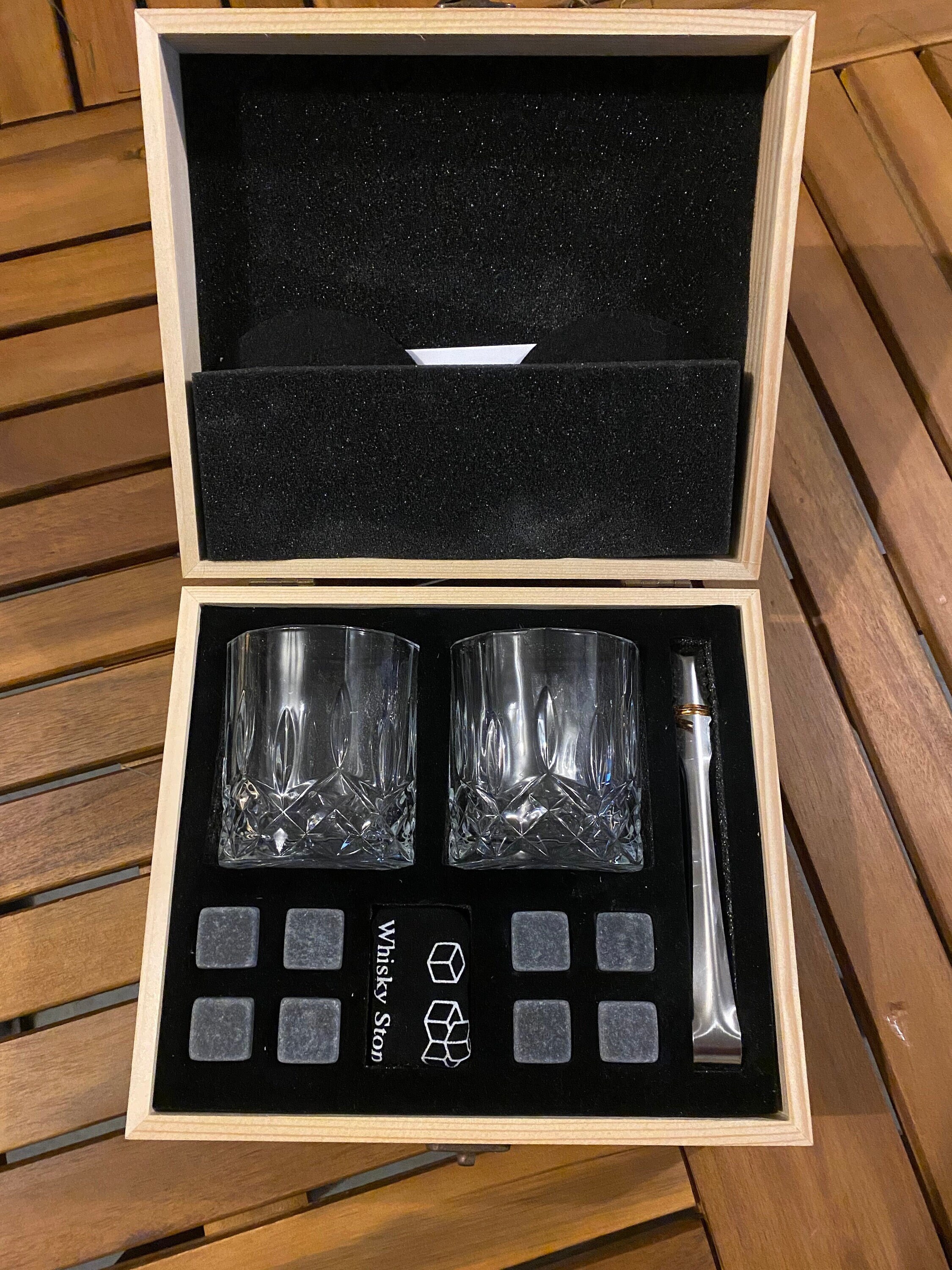 Custom Laser Engraved Whiskey Glass and Rocks Gift Set - Etsy