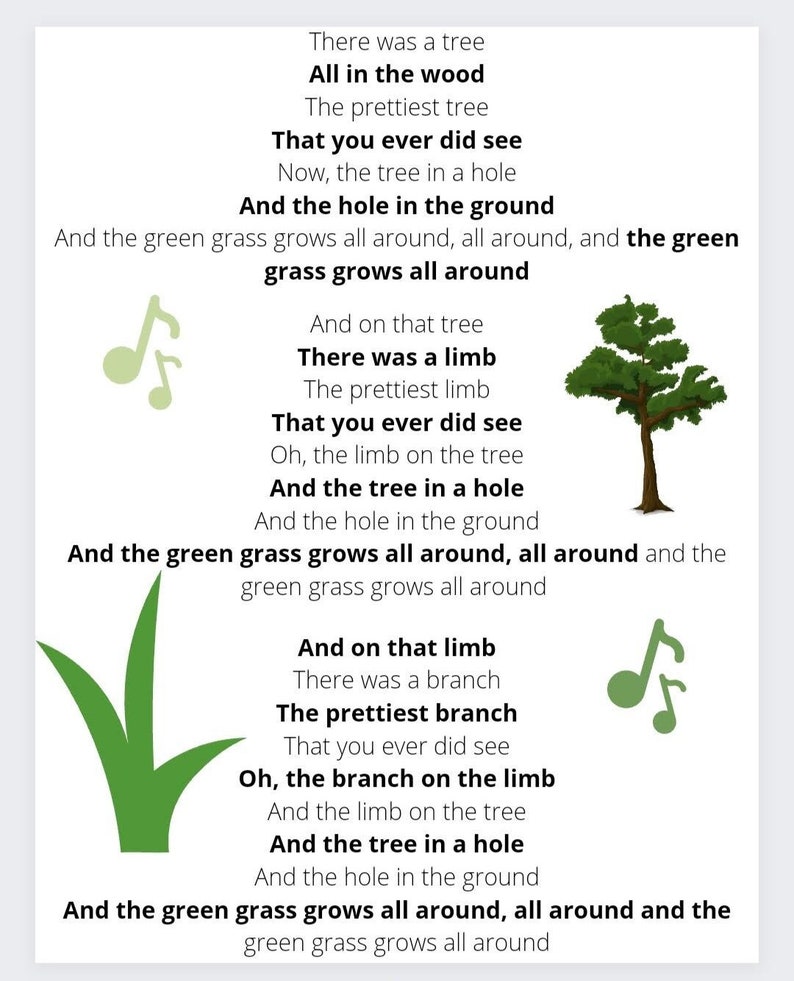The Green Grass Grew All Around Song Lyrics - Folk Song- Morning Time ...