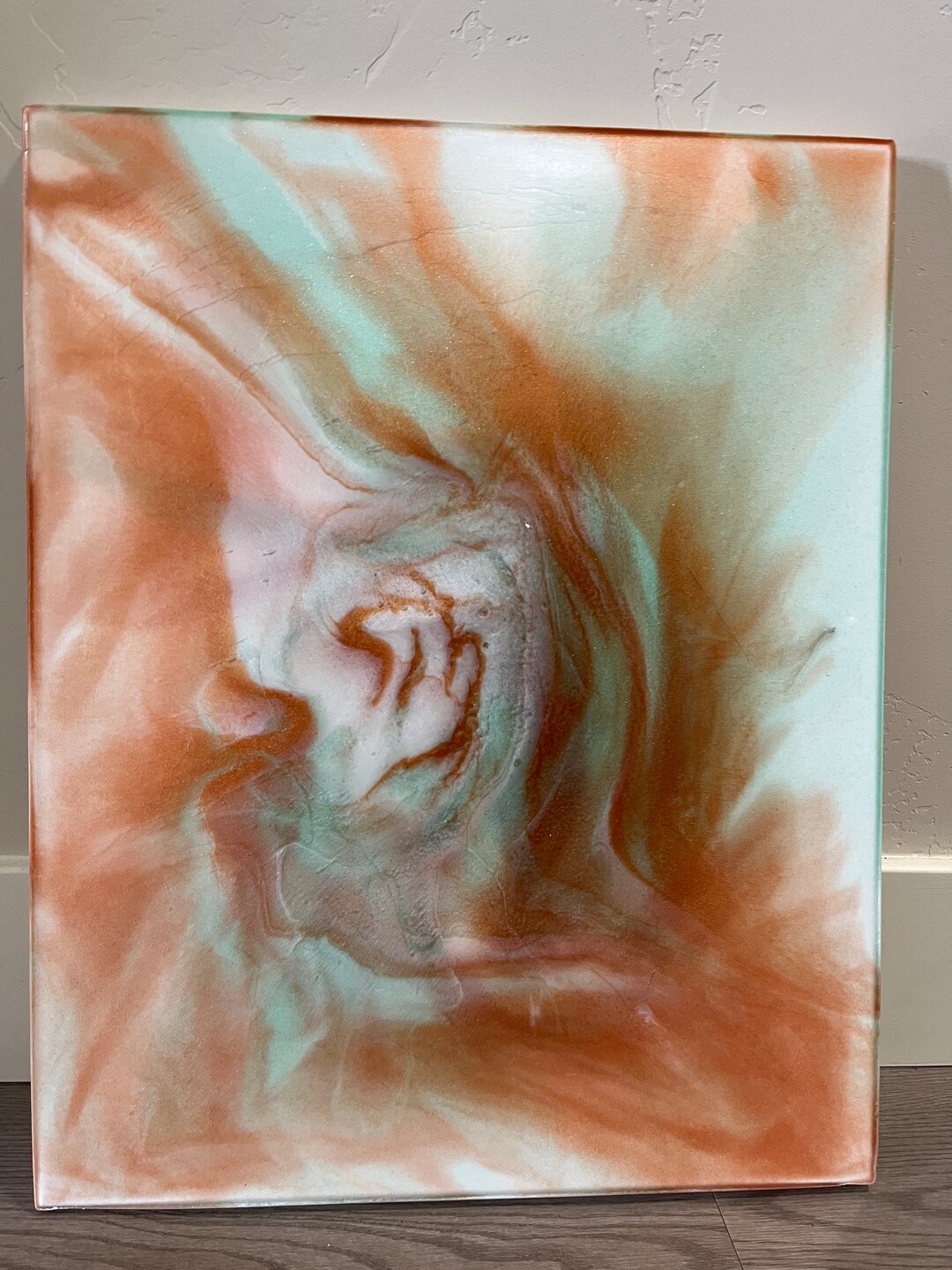 Color Bleeding Epoxy Resin Wall Art. Turquoisebronzeand - Etsy