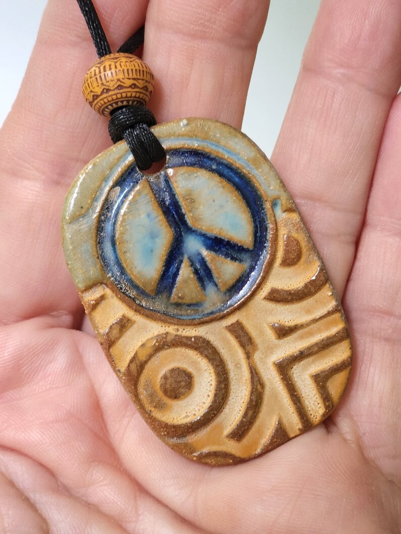 Peace Sign Necklace, Ceramic Bead Jewelry for Teens & Tweens, Hippie ...