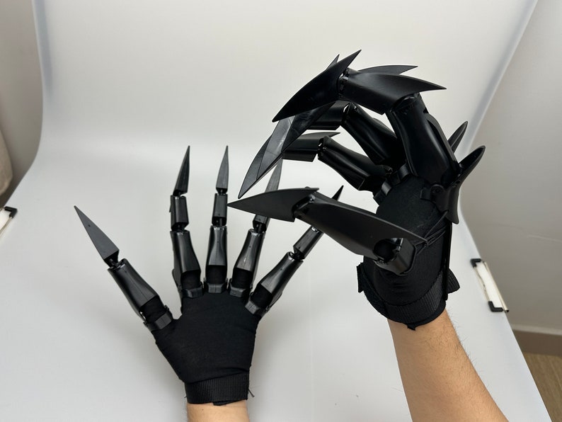 Mechanical Claw Gloves, Black Tech Robot Hands, Halloween Costume Prop ...