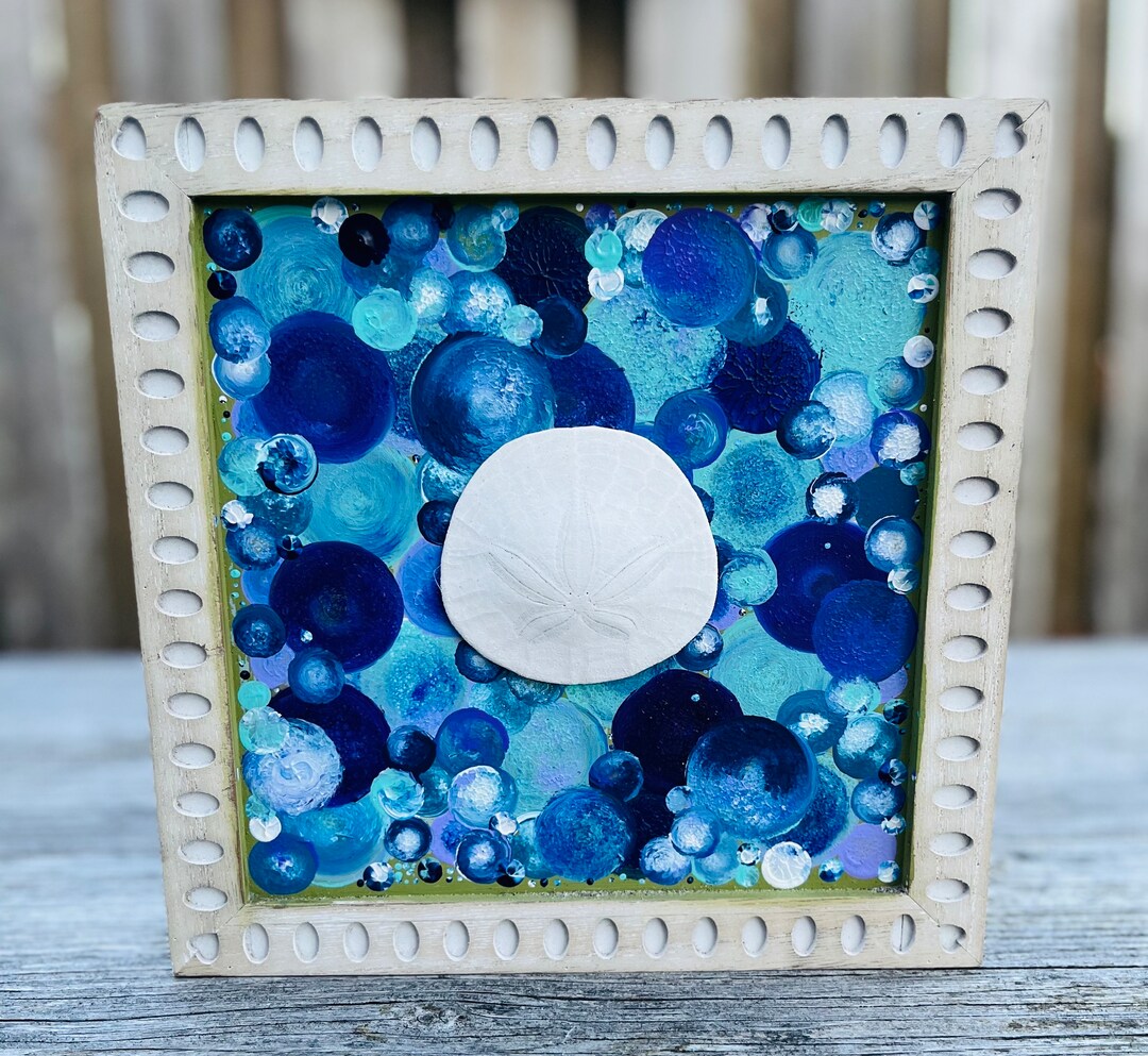 Sand Dollar Art in Shadowbox With Painted Background - Etsy