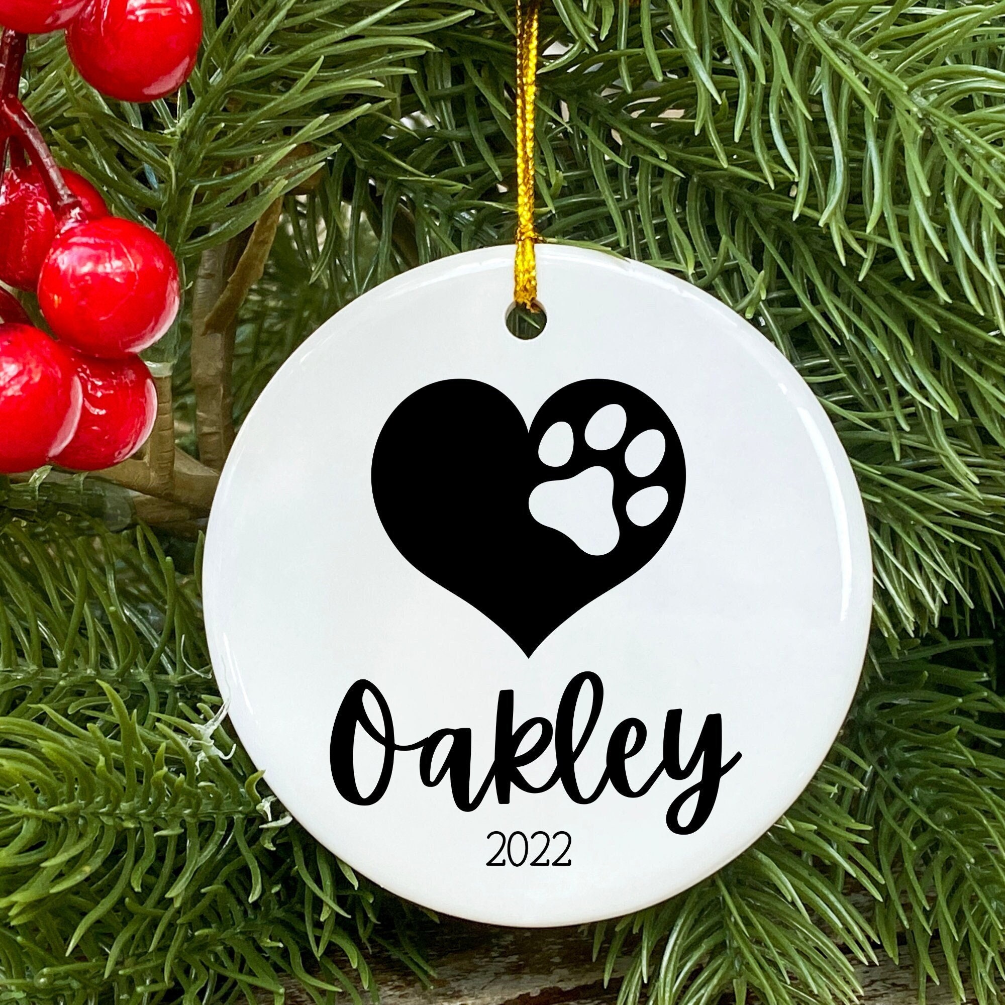Custom Dog Ornament, Paw Print Ornaments Designed & Sold By DaviJackson