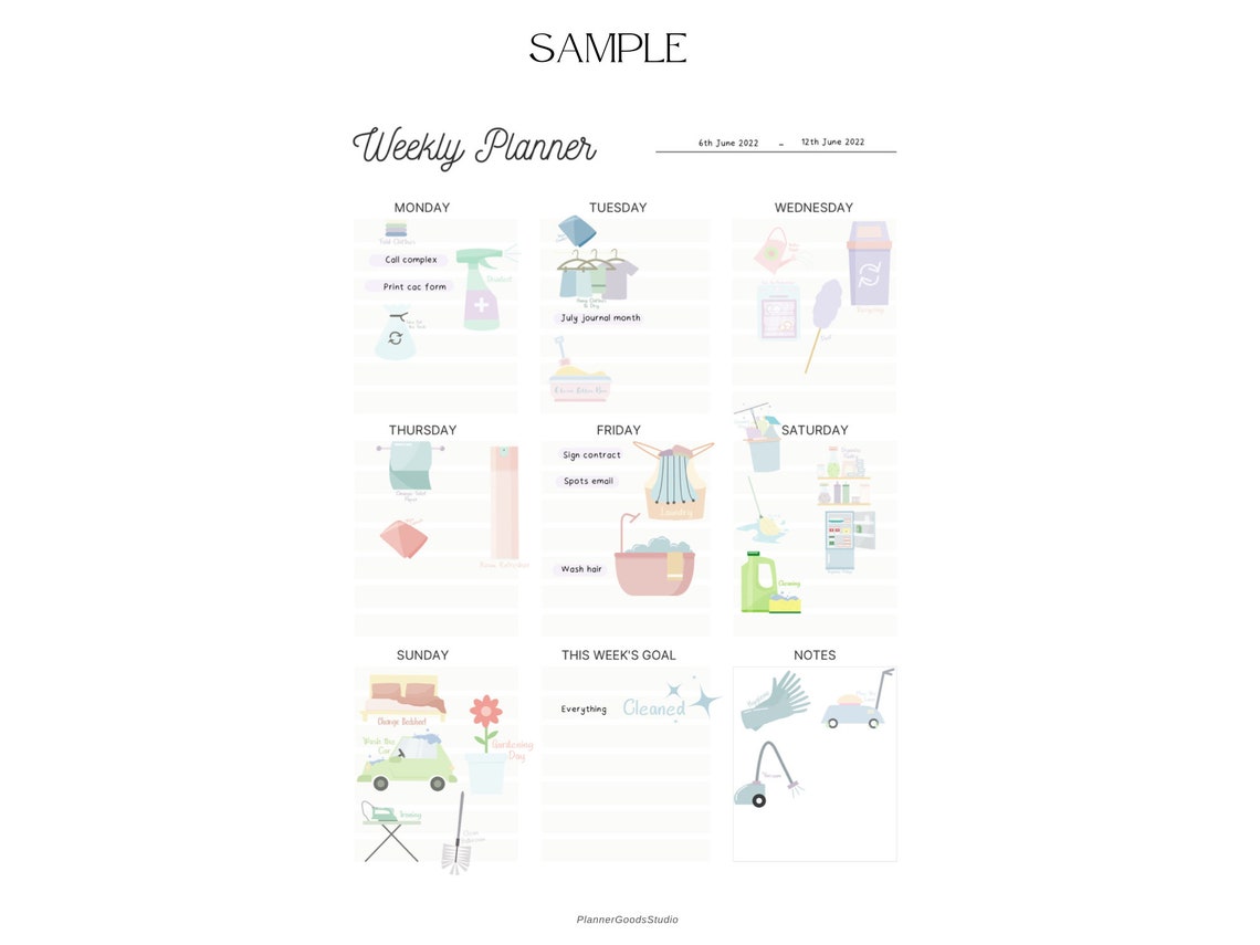 House Chores Digital Sticker, Goodnotes Sticker Packs, Cleaning Sticker ...