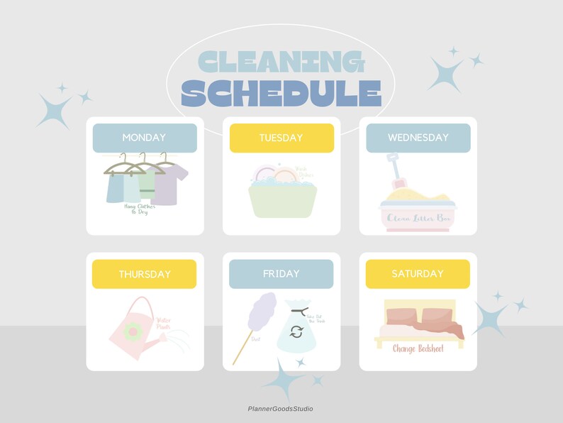 House Chores Digital Sticker, Goodnotes Sticker Packs, Cleaning Sticker ...