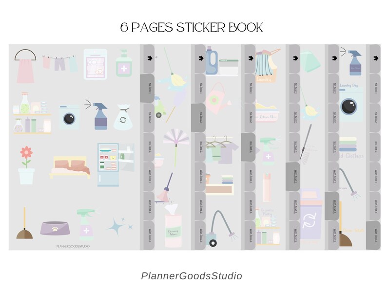 House Chores Digital Sticker, Goodnotes Sticker Packs, Cleaning Sticker ...