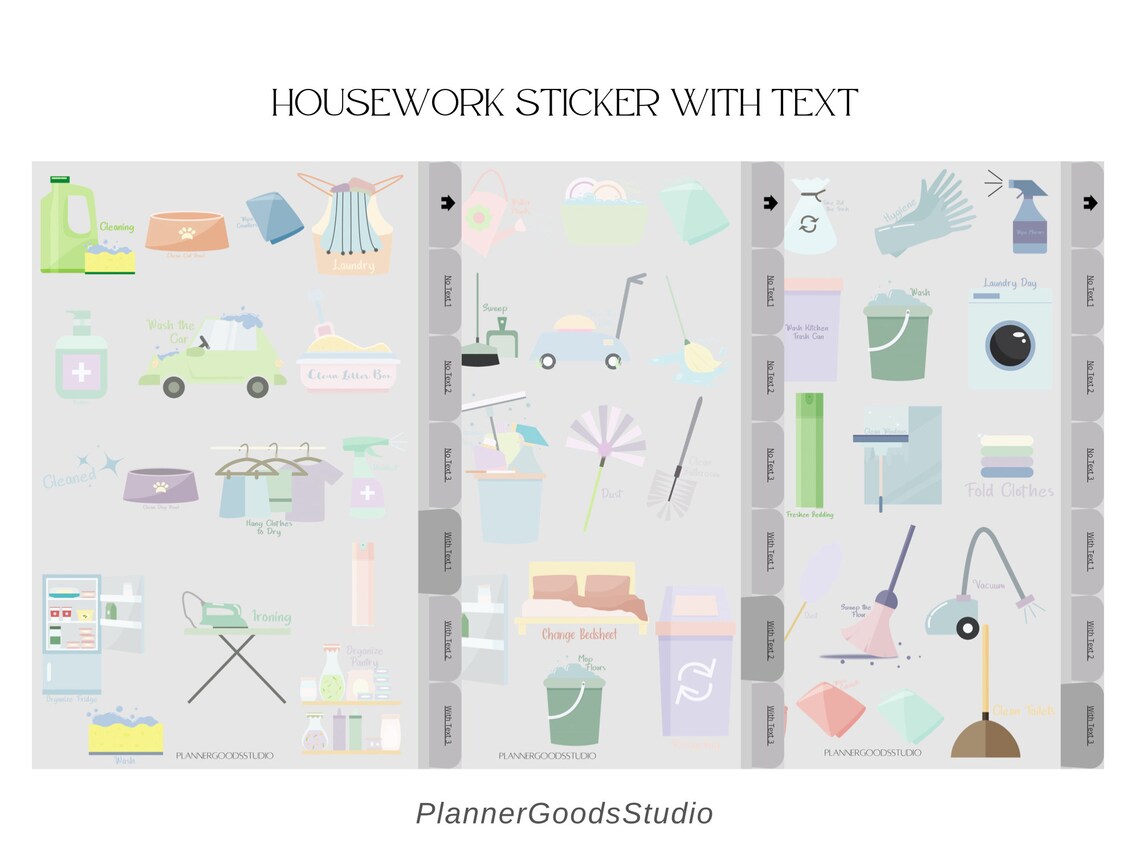 House Chores Digital Sticker, Goodnotes Sticker Packs, Cleaning Sticker ...