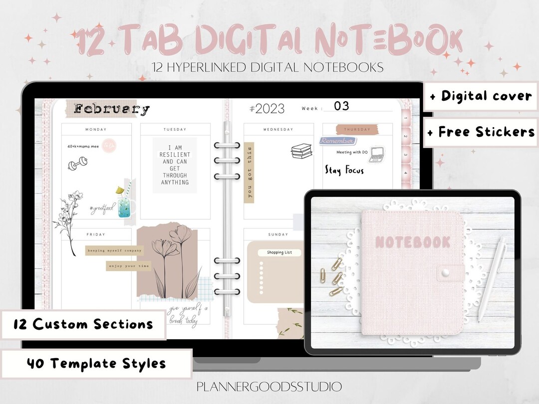 Pink Digital Notebook, Cornell Notes | Notebook Journal | Notebook ...