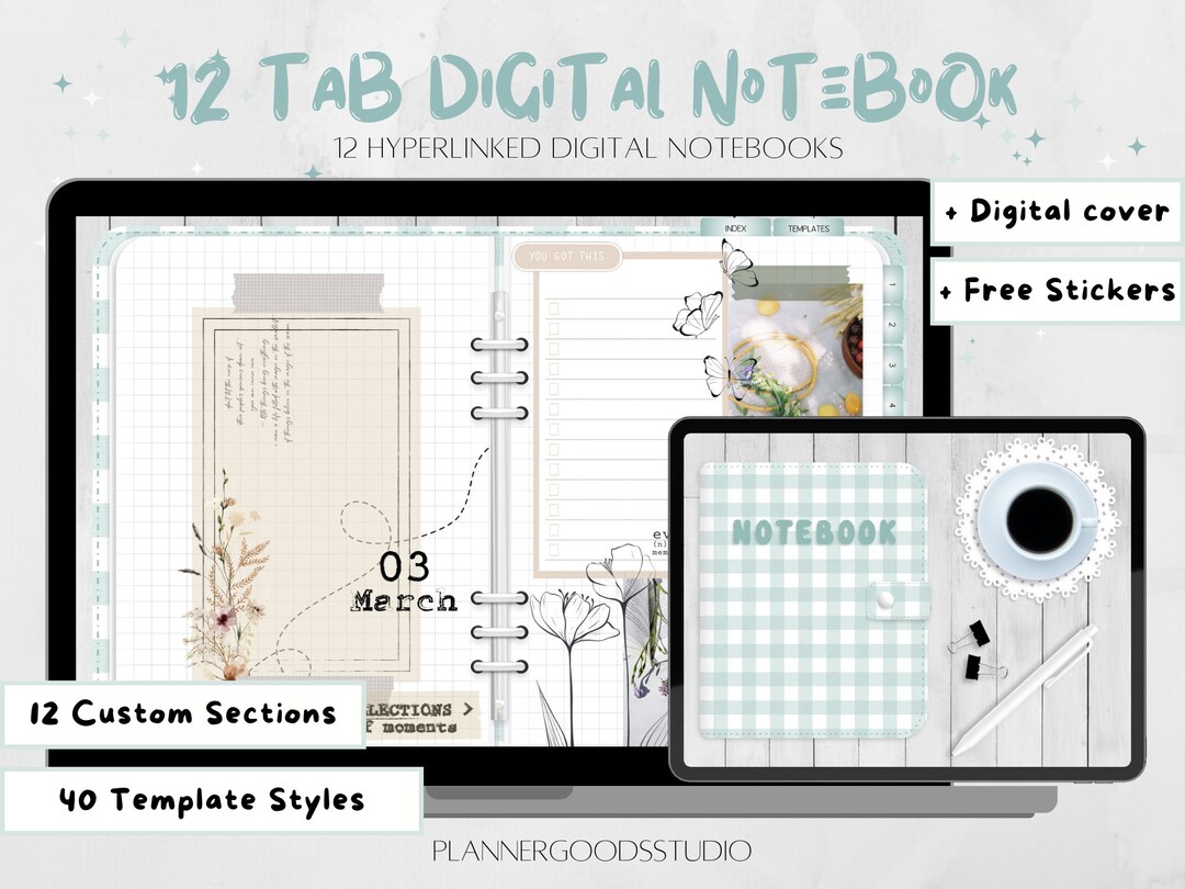 Digital Notebook Cornell Notes Hyperlinked Notebook Bullet Journal ...