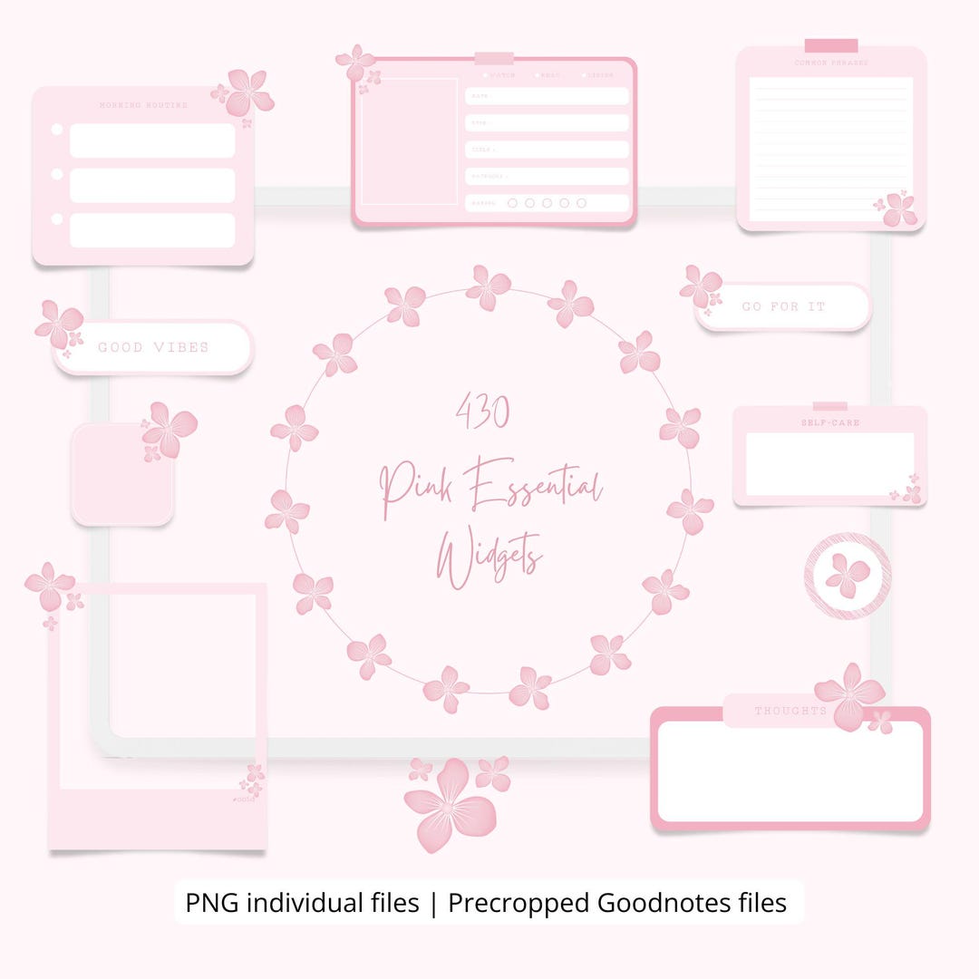 Pink Flower Digital Widgets, Floral Digital Widget Stickers, Floral ...