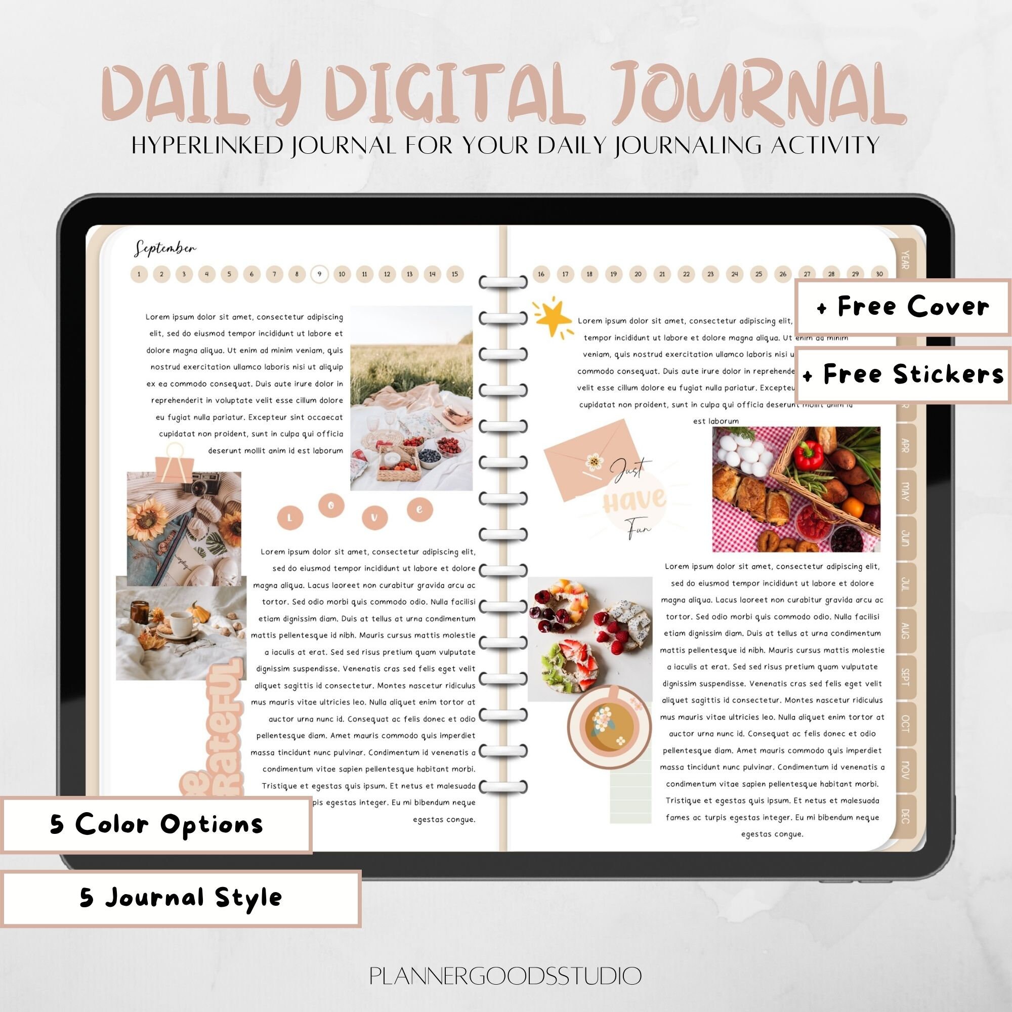 365 Digital Daily Journal, Digital Bullet Journal, Digital Diary, 365 ...