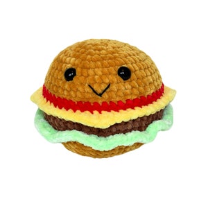 Crochet Cheeseburger Plushie Food Amigurumi Cute Stuffed Food Handmade ...