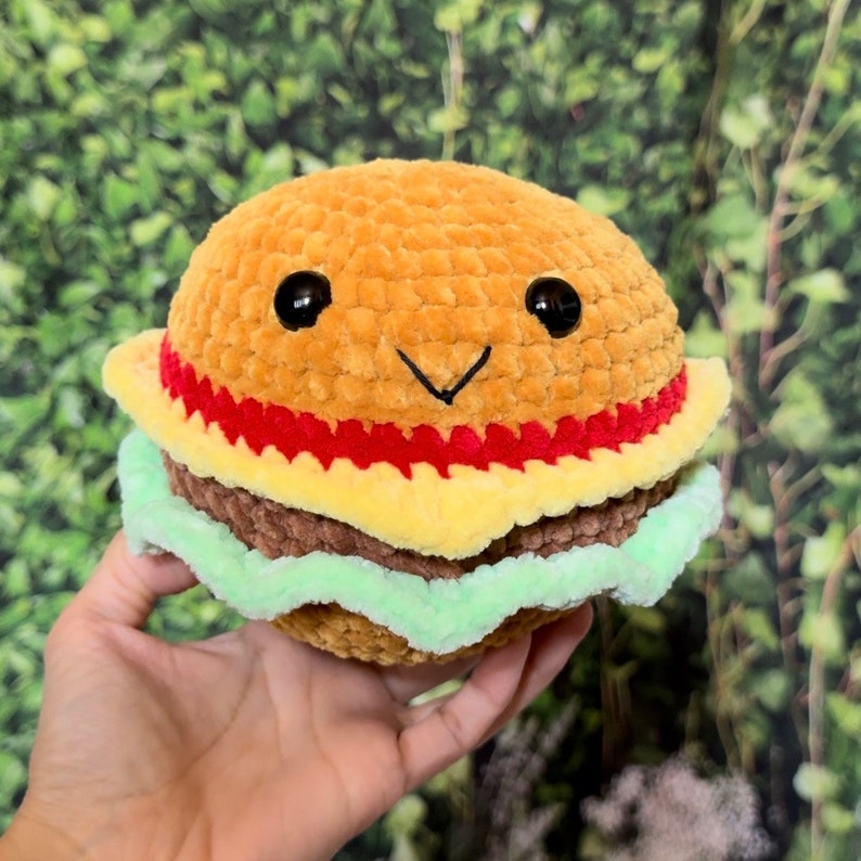 Crochet Cheeseburger Plushie Food Amigurumi Cute Stuffed Food Handmade ...