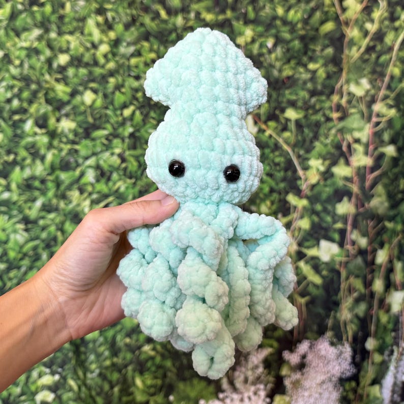 Crochet Squid Plushie Handmade Squid Sea Animal Plushie Amigurumi Cute ...