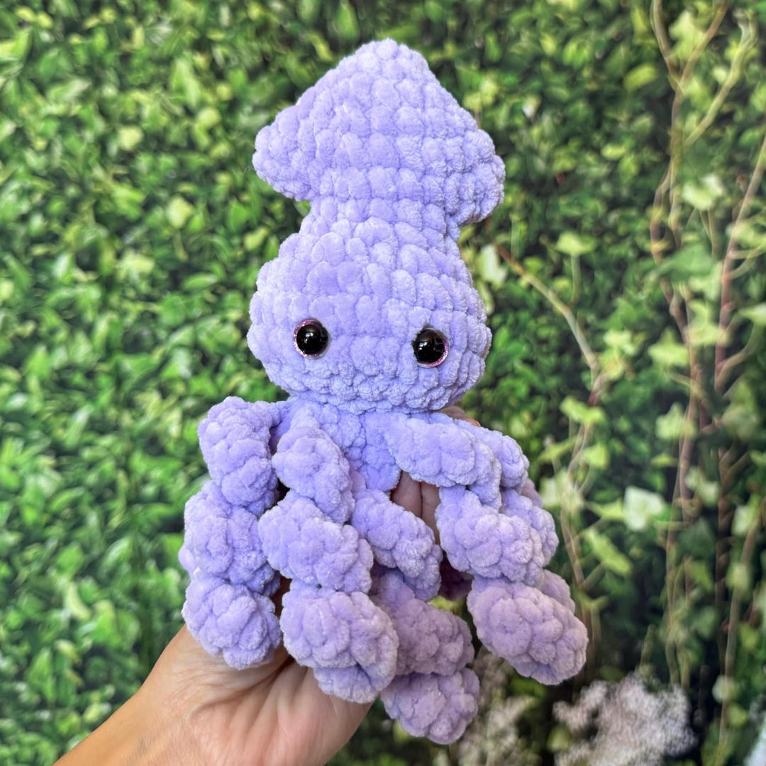 Crochet Squid Plushie Handmade Squid Sea Animal Plushie Amigurumi Cute ...