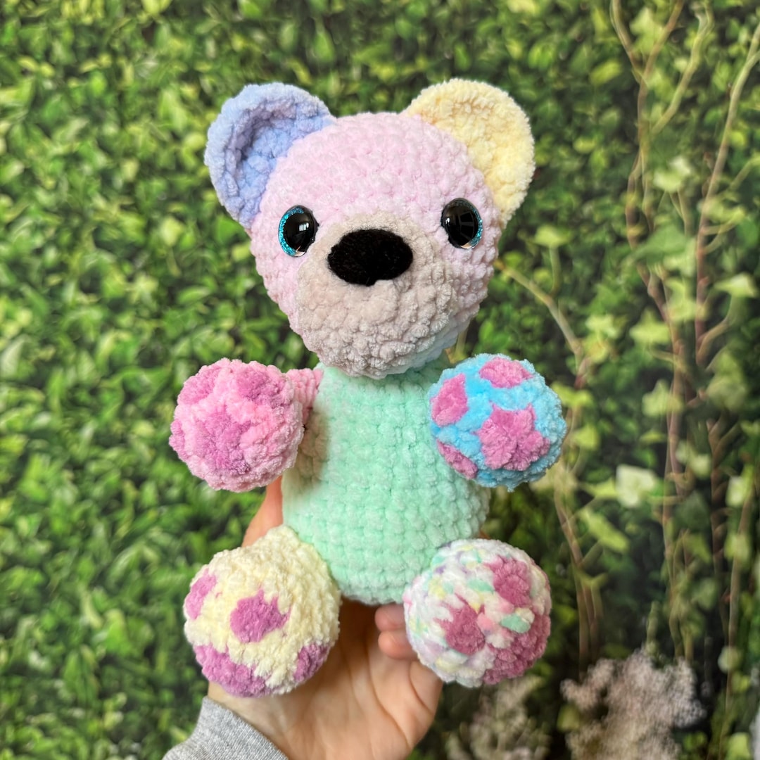 Crochet Patchwork Bear Plushie Animal Amigurumi Cute Stuffed Toy ...