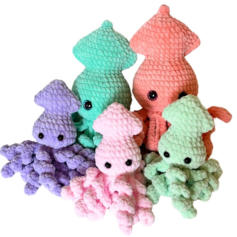 Crochet Squid Plushie Handmade Squid Sea Animal Plushie Amigurumi Cute ...