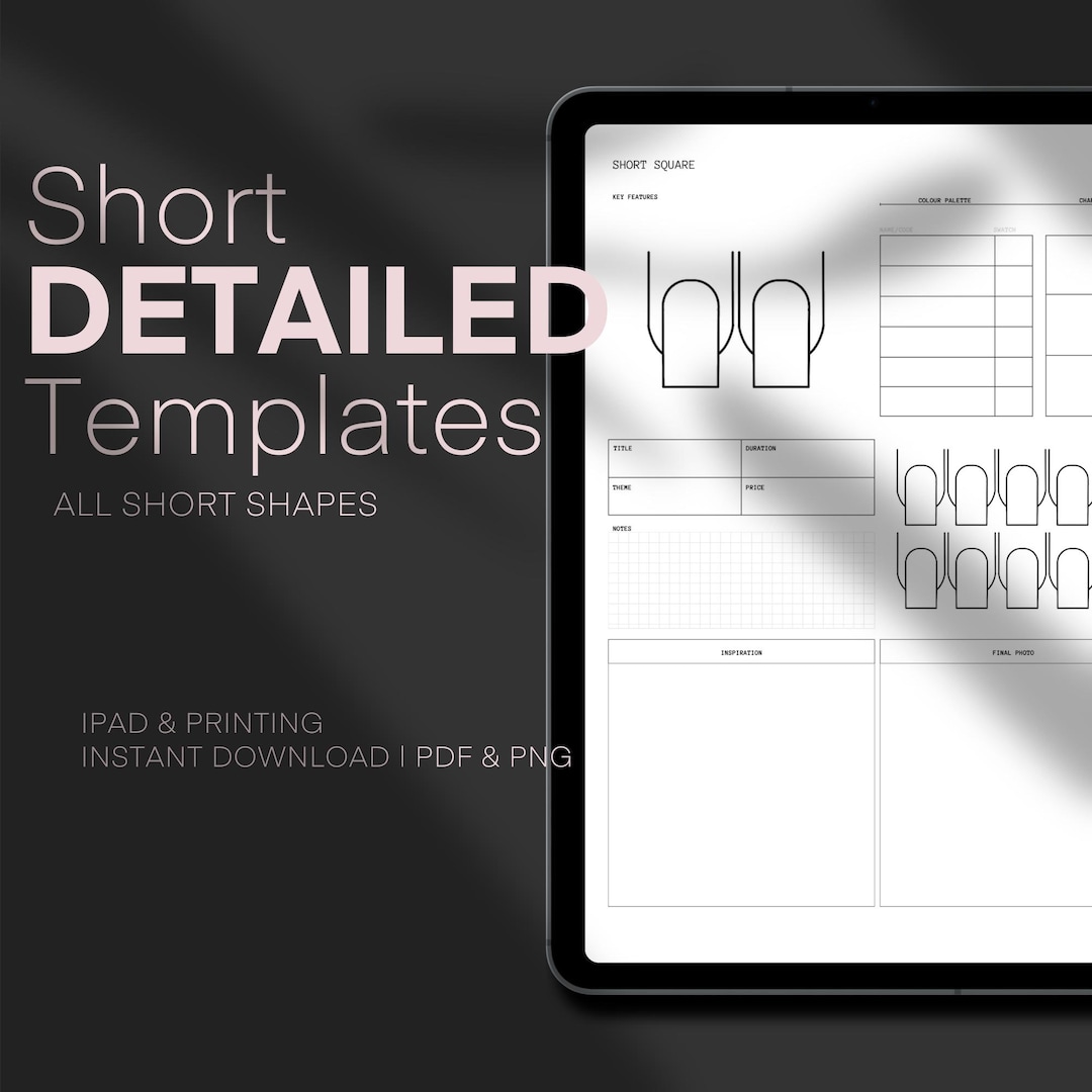 Digital Nail Art Templates for Procreate: Short Nail Shapes (PDF, PNG ...