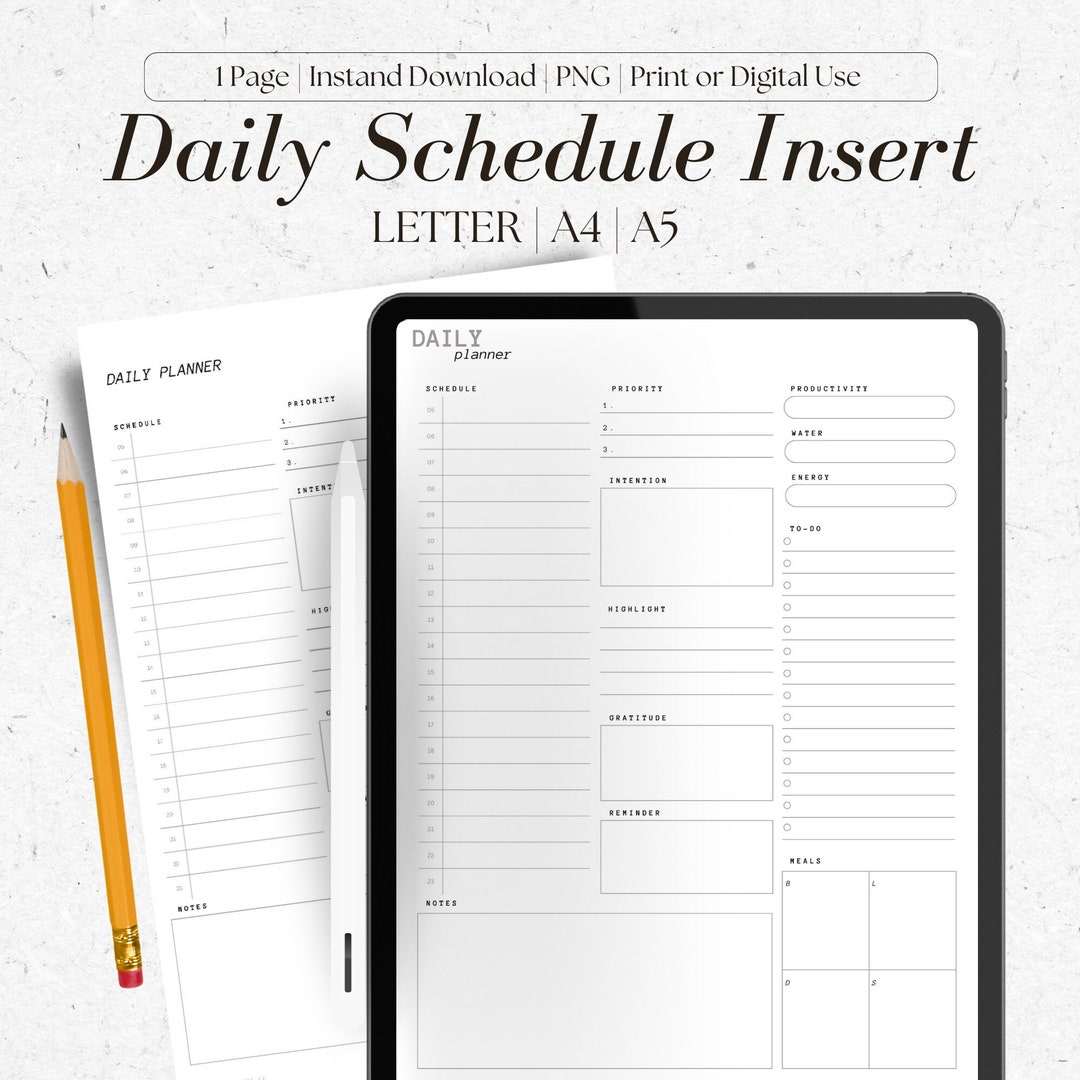 Daily Planner Insert Goodnotes Single Page Daily Planner Daily to Do ...
