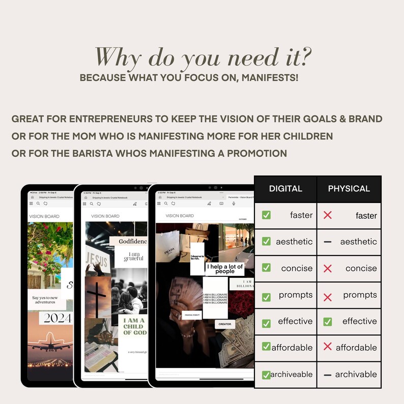 Goodnotes Digital Vision Board: Dream Life Manifestation Journal - Etsy
