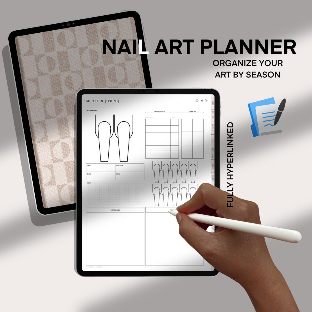 Hyperlinked Digital Nail Art Planner for Digital Note Taking Apps ...