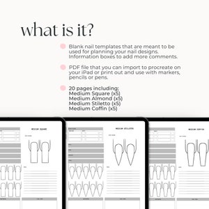 Medium Bundle Detailed Nail Practice Sheet Digital Planner Nail Art ...