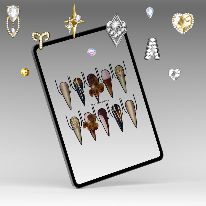 Silver Nail Decal Gem - Etsy