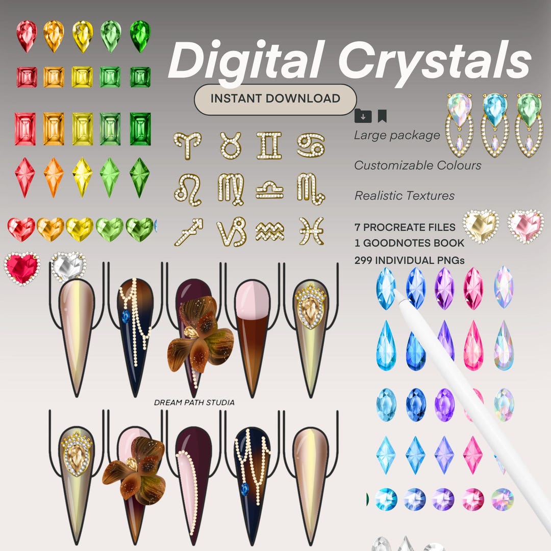Digital Stickers, Jewel Stickers, Digital Nail Charms, Digital Sticker ...