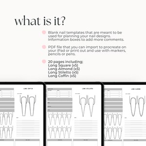 Nail Design Templates for Procreate: Long Square, Almond, Stiletto (PDF ...