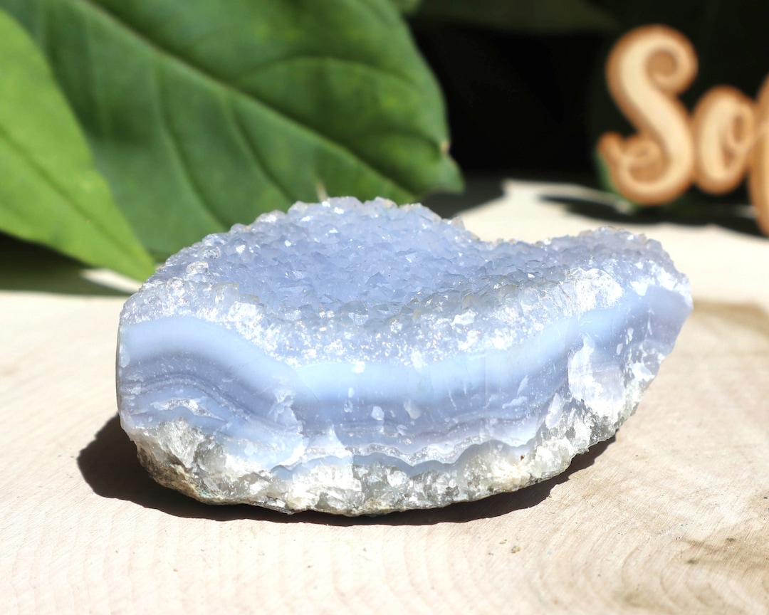 Natural Blue Lace Agate Geode Specimen Blue Chalcedony, Banded Agate ...