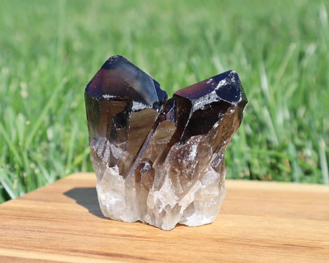 Twin Smoky Quartz Crystal Cluster, Natural Dark Smokey Quartz From ...