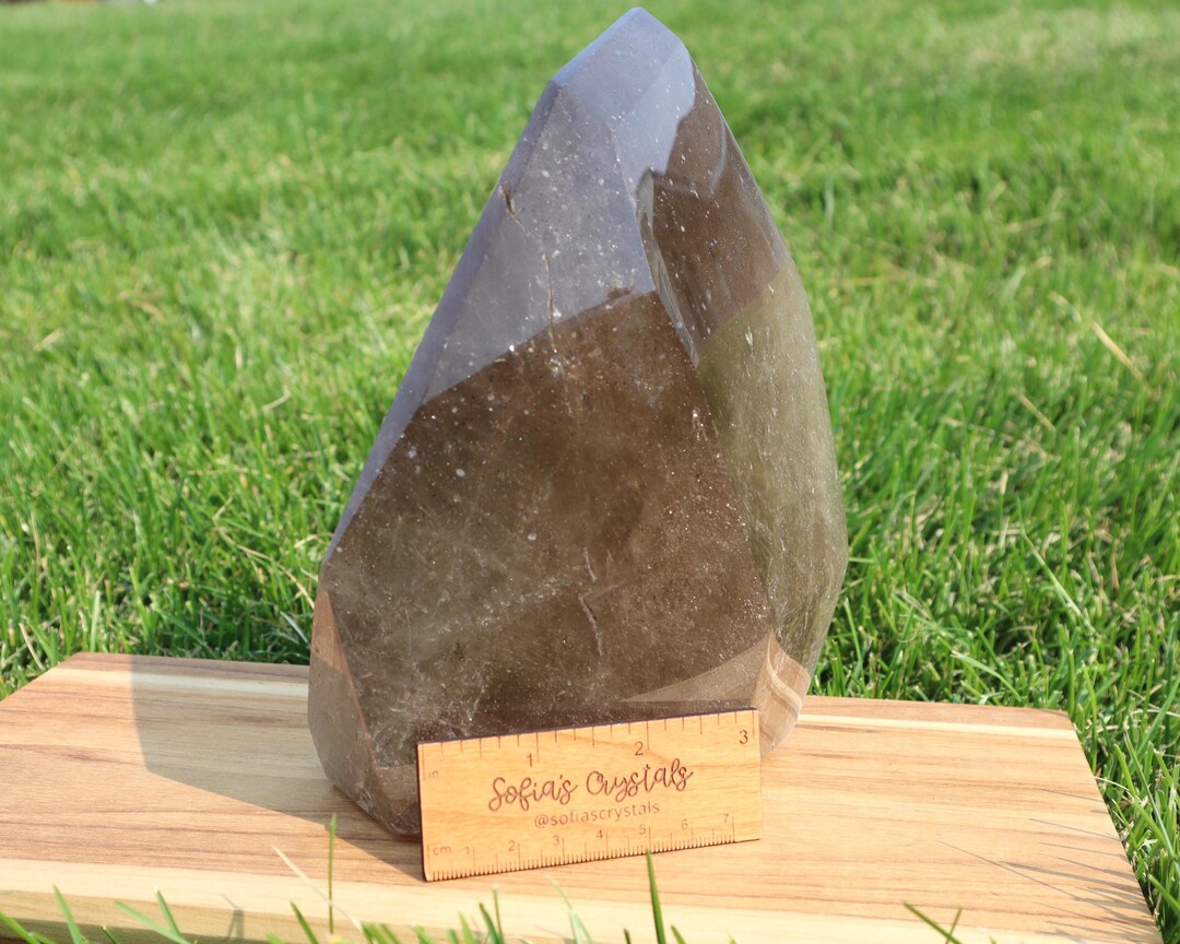 Large Translucent Smoky Quartz Standing Freeform Crystal, Polished ...