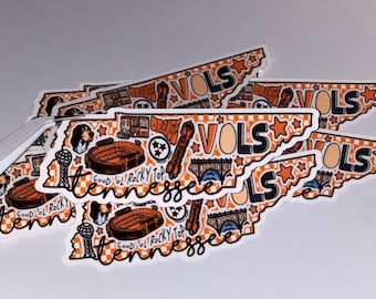 Tennessee Outline With Checkered Pattern and Vols Sticker - Etsy