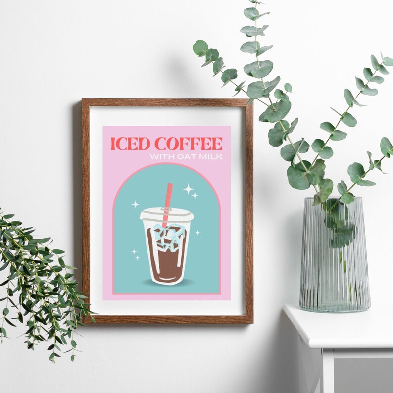 Iced Coffee Wall Print | Coffee Digital Print | Iced Coffee Poster - Etsy