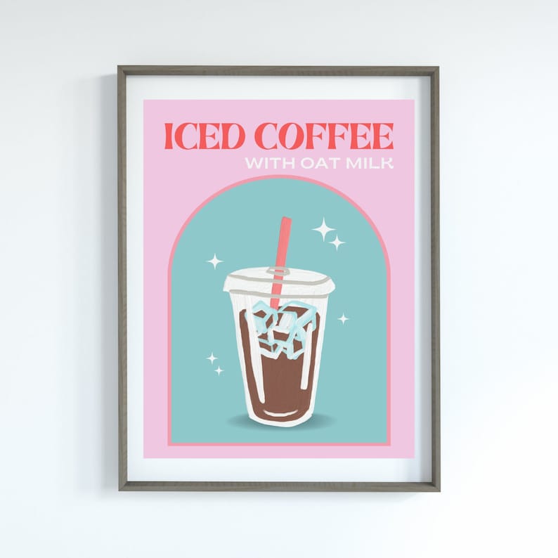 Iced Coffee Wall Print | Coffee Digital Print | Iced Coffee Poster - Etsy