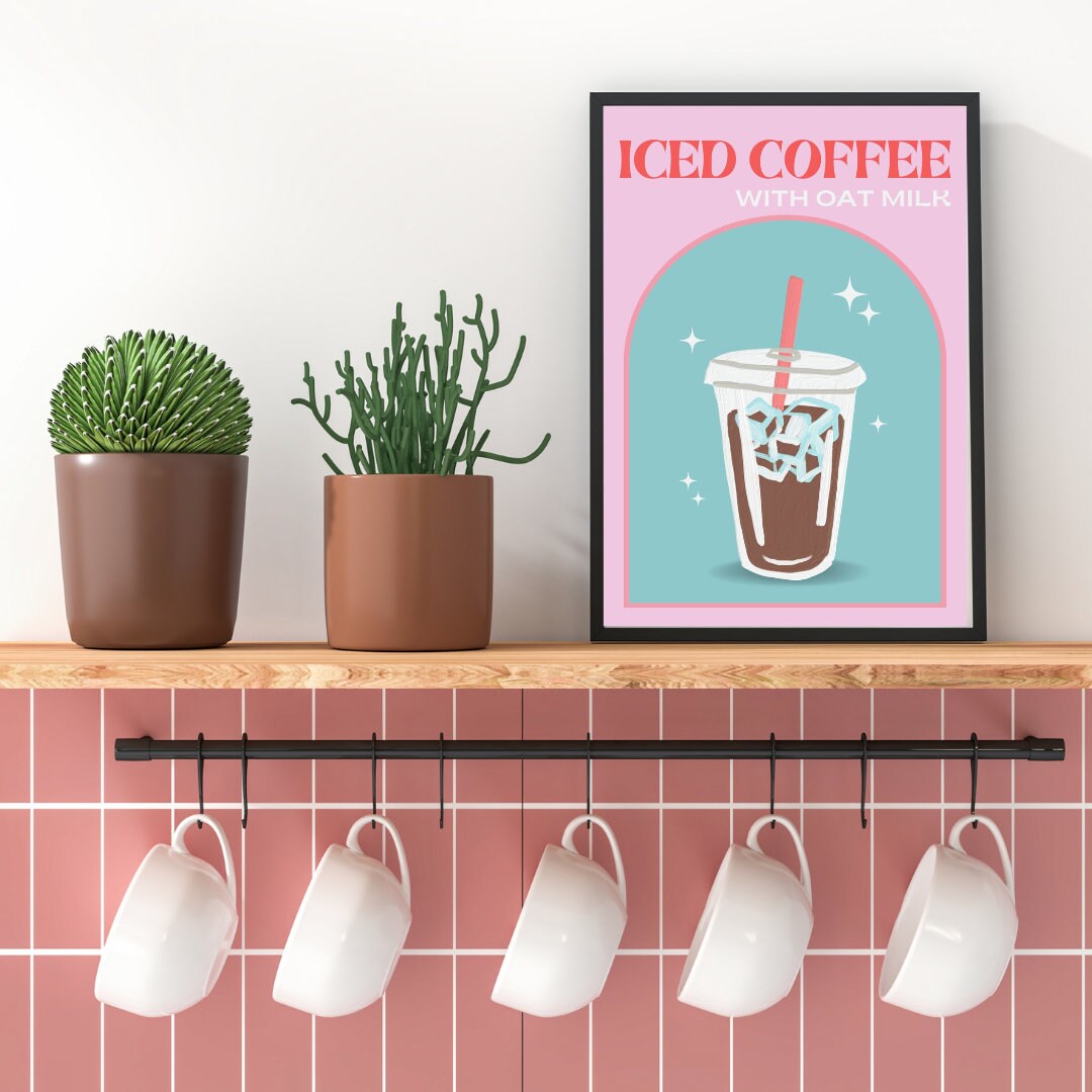 Iced Coffee Wall Print | Coffee Digital Print | Iced Coffee Poster - Etsy