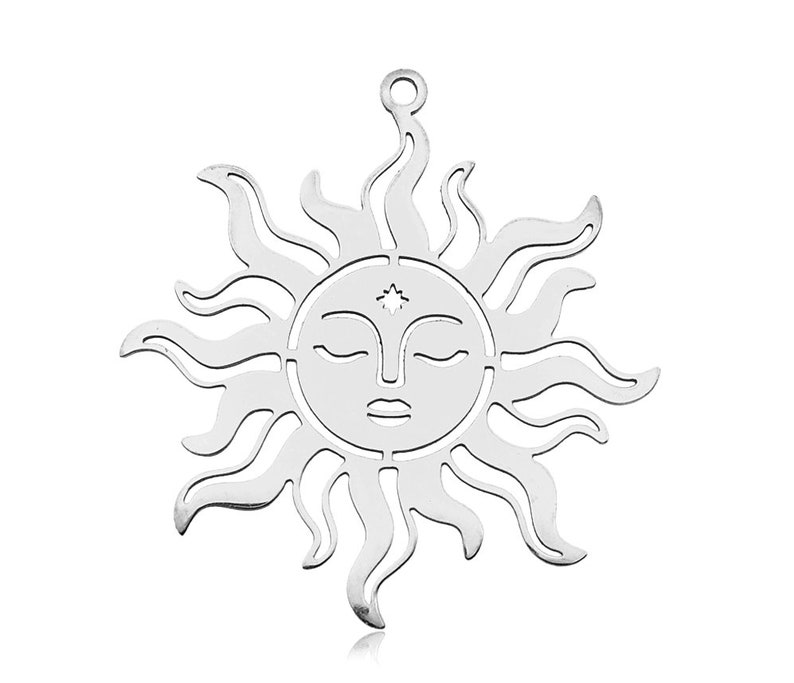Stainless Steel Laser Cut Sun Pendant, Sun Charm, Sun Face Charms ...