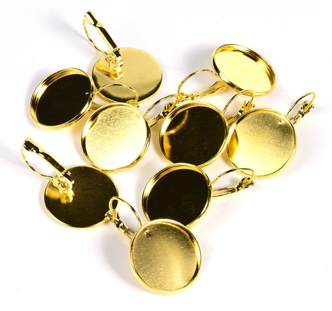 20pcs 10mm 12mm Earrings Base, French Ear Wire Clips, Ear Hooks, Blank ...