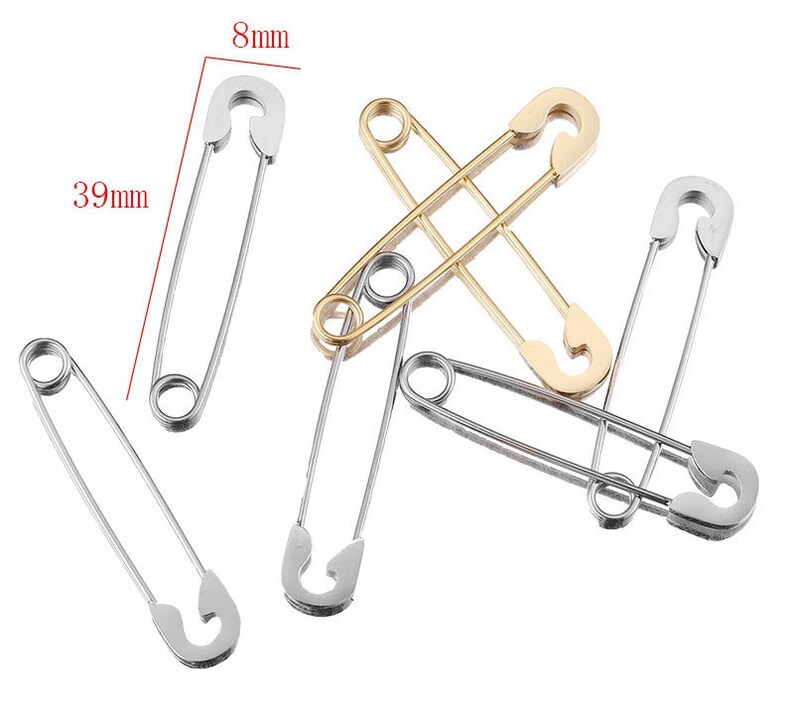 5pcs 8x39mm Safety Pins, Gold Safety Pin Brooch, Stainless Steel Pin ...