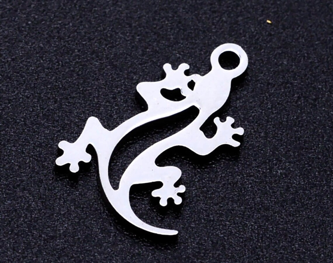 Stainless Steel Laser Cut Lizard Charm, Lizard Pendant, Gold Gecko ...