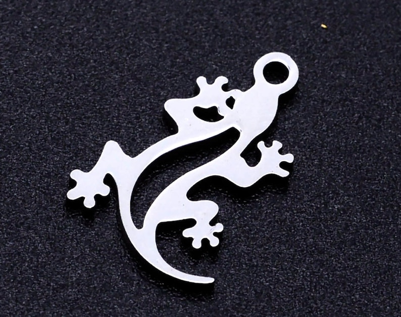 Stainless Steel Laser Cut Lizard Charm, Lizard Pendant, Gold Gecko ...