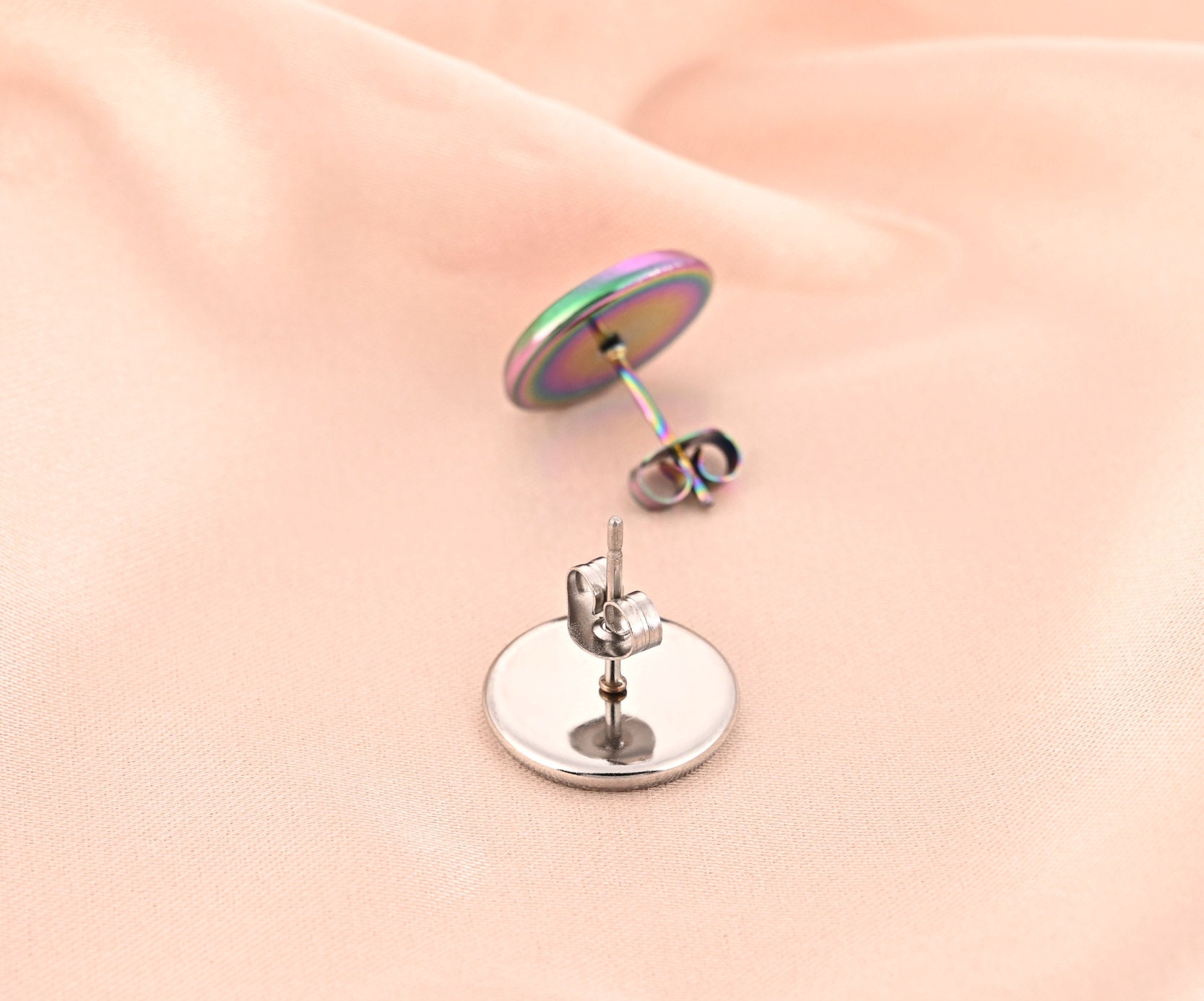 20pcs 8mm 10mm 12mm Stainless Steel Earring Studs, Earrings Blank, Ear ...