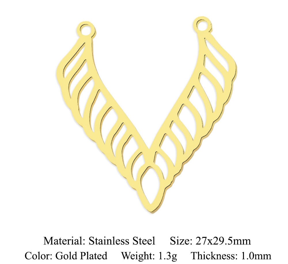 Stainless Steel Laser Cut V Shape Pendant, V Flower Charm, Gold ...