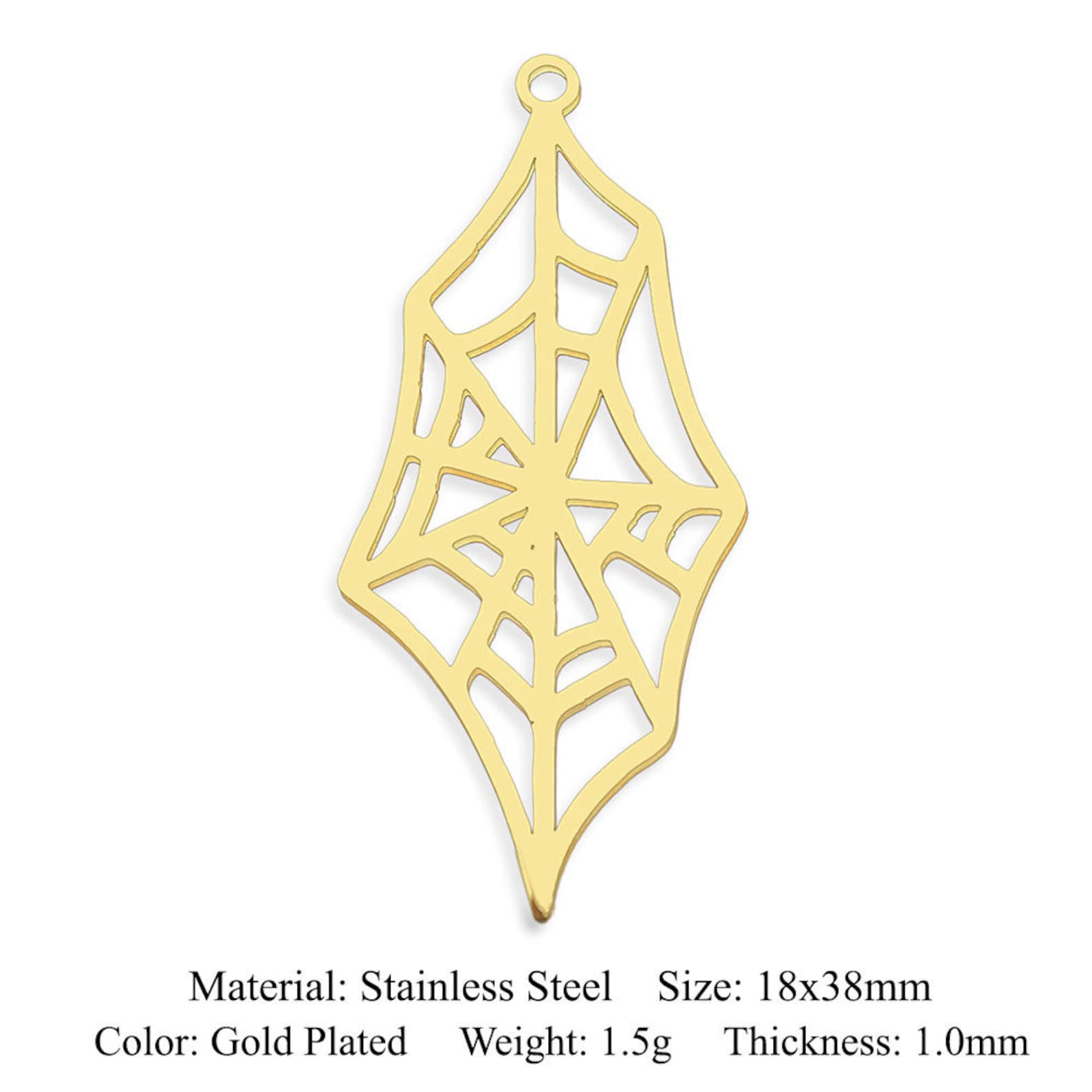 Stainless Steel Laser Cut Spider Web Pendant, Spider Web Charm, Gold ...