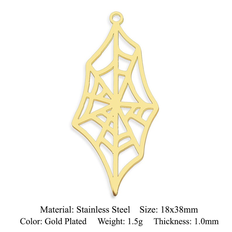 Stainless Steel Laser Cut Spider Web Pendant, Spider Web Charm, Gold ...