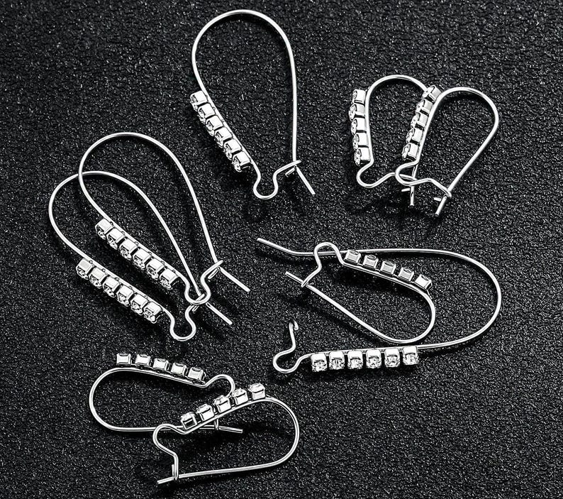 10pcs 20mm 25mm 32mm Stainless Steel French Ear Wire, CZ Pave Ear Wire ...