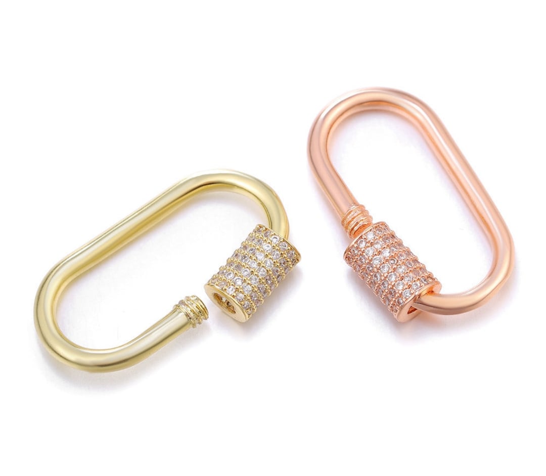 18K Gold Key Clasp, Brass Oval Screw Lock Clasp, Bag Clasp Connector ...