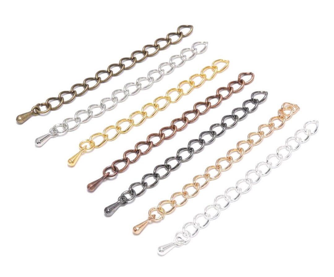 50pcs Extender Chains, 8 Colors 50mm 70mm Extension Chain With Teardrop ...